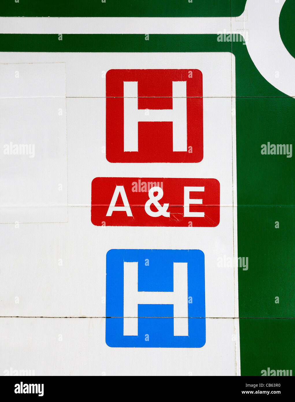 a hospital road sign, uk Stock Photo - Alamy