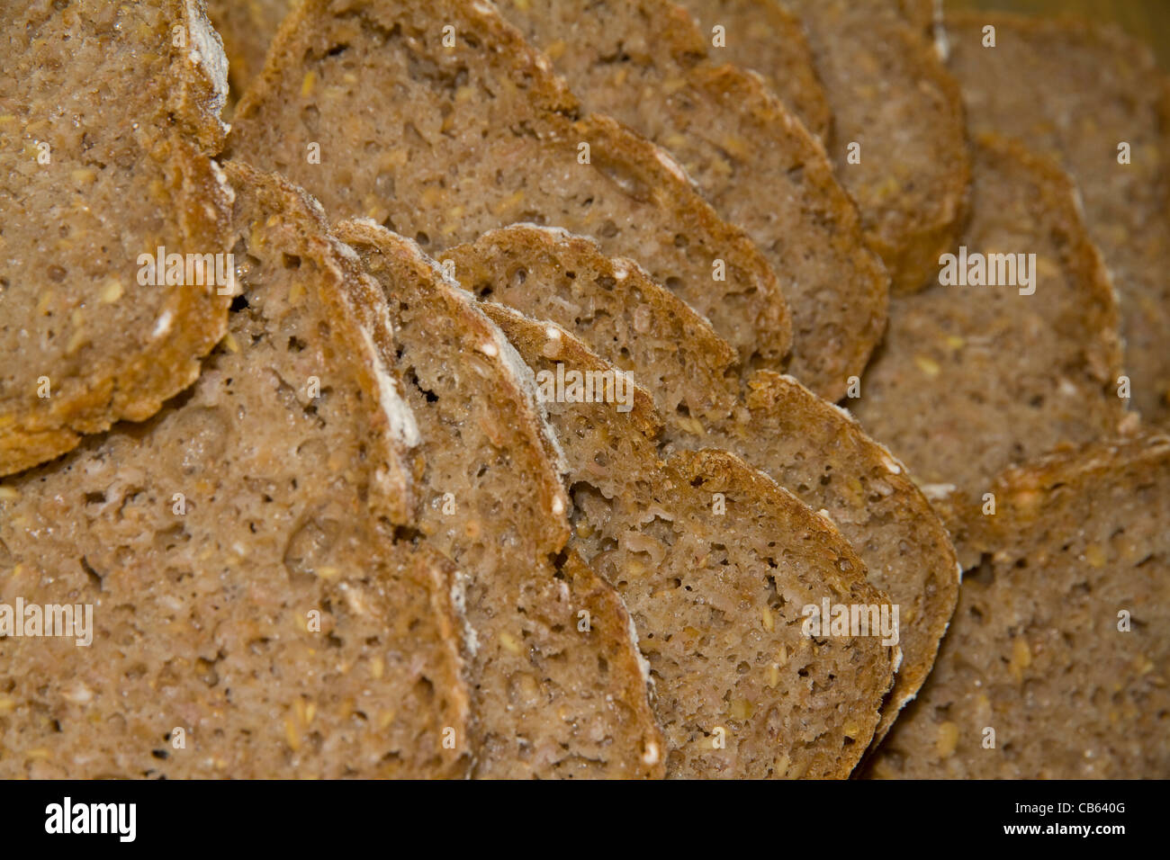Close up view of slices of rustic bread Stock Photo - Alamy