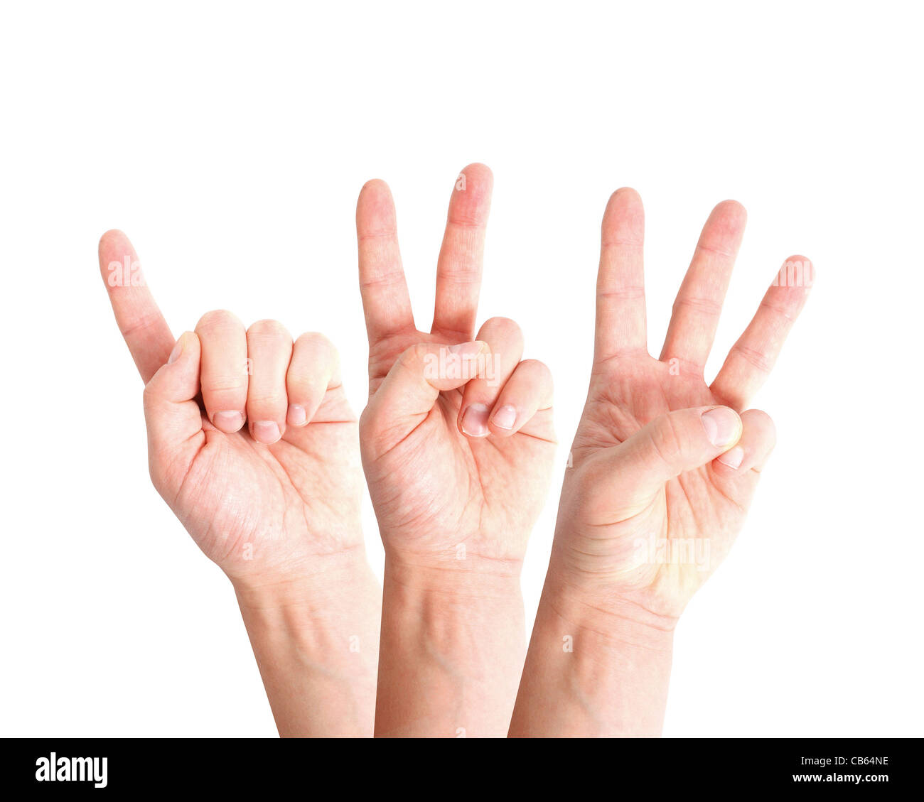 One two three hands Stock Photo - Alamy