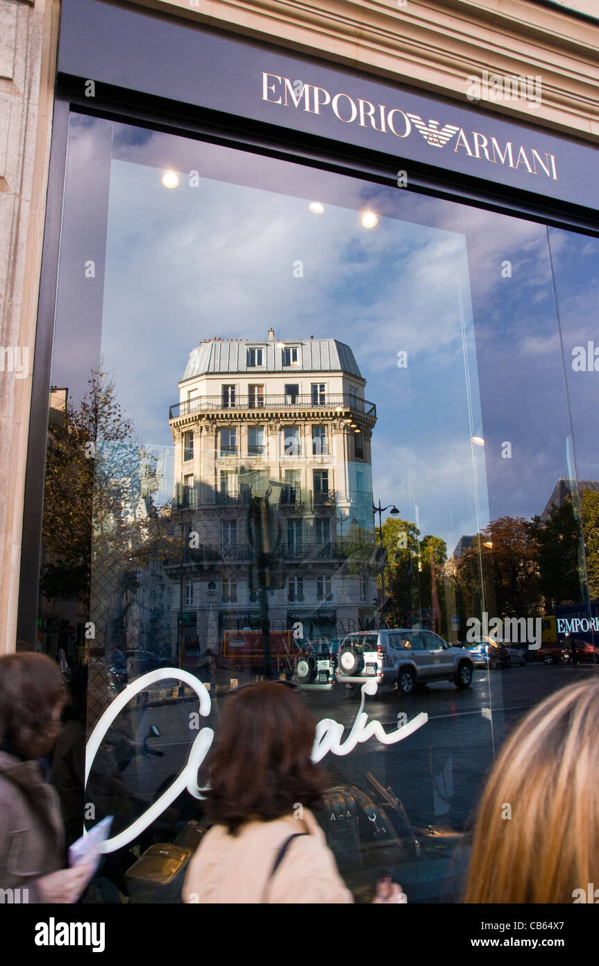 reflection store window Paris France Stock Photo - Alamy