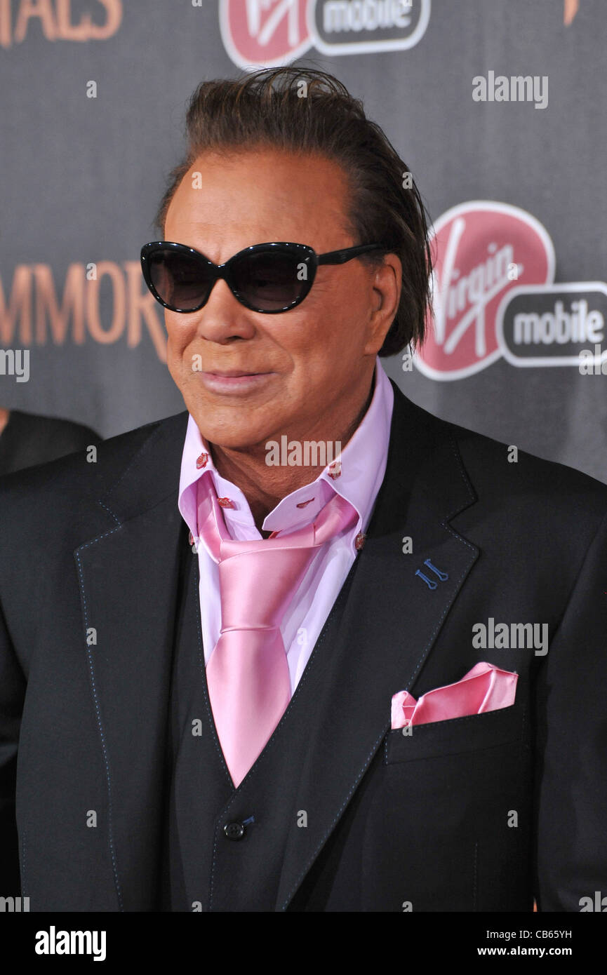 Mickey Rourke at the world premiere of his new movie "Immortals" at the ...