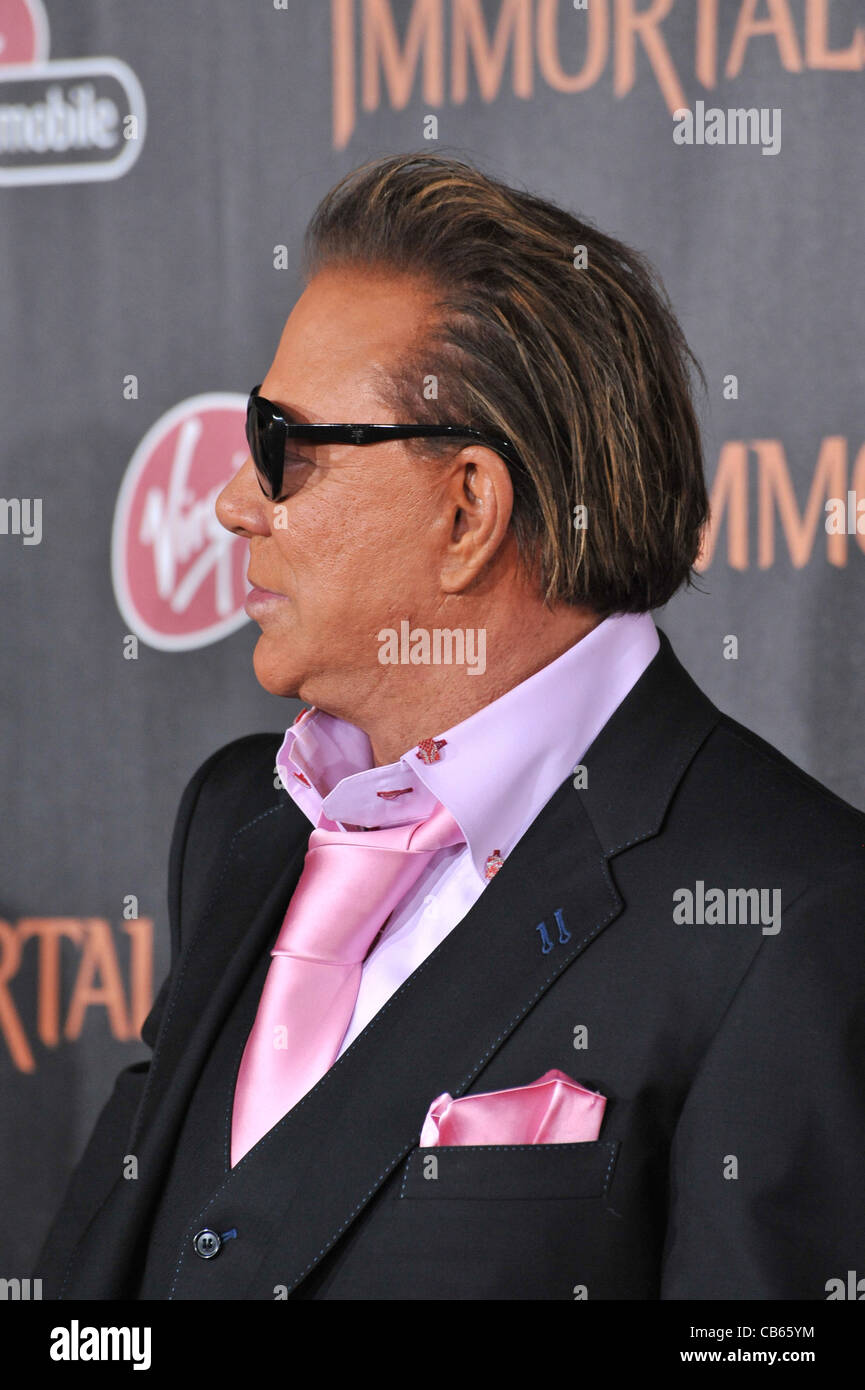 Mickey Rourke at the world premiere of his new movie "Immortals" at the ...