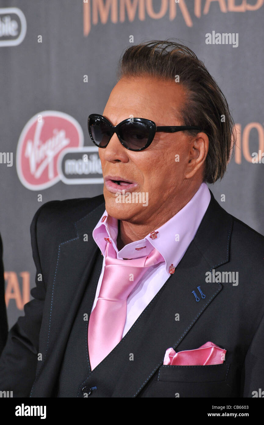 Mickey Rourke at the world premiere of his new movie "Immortals" at the ...