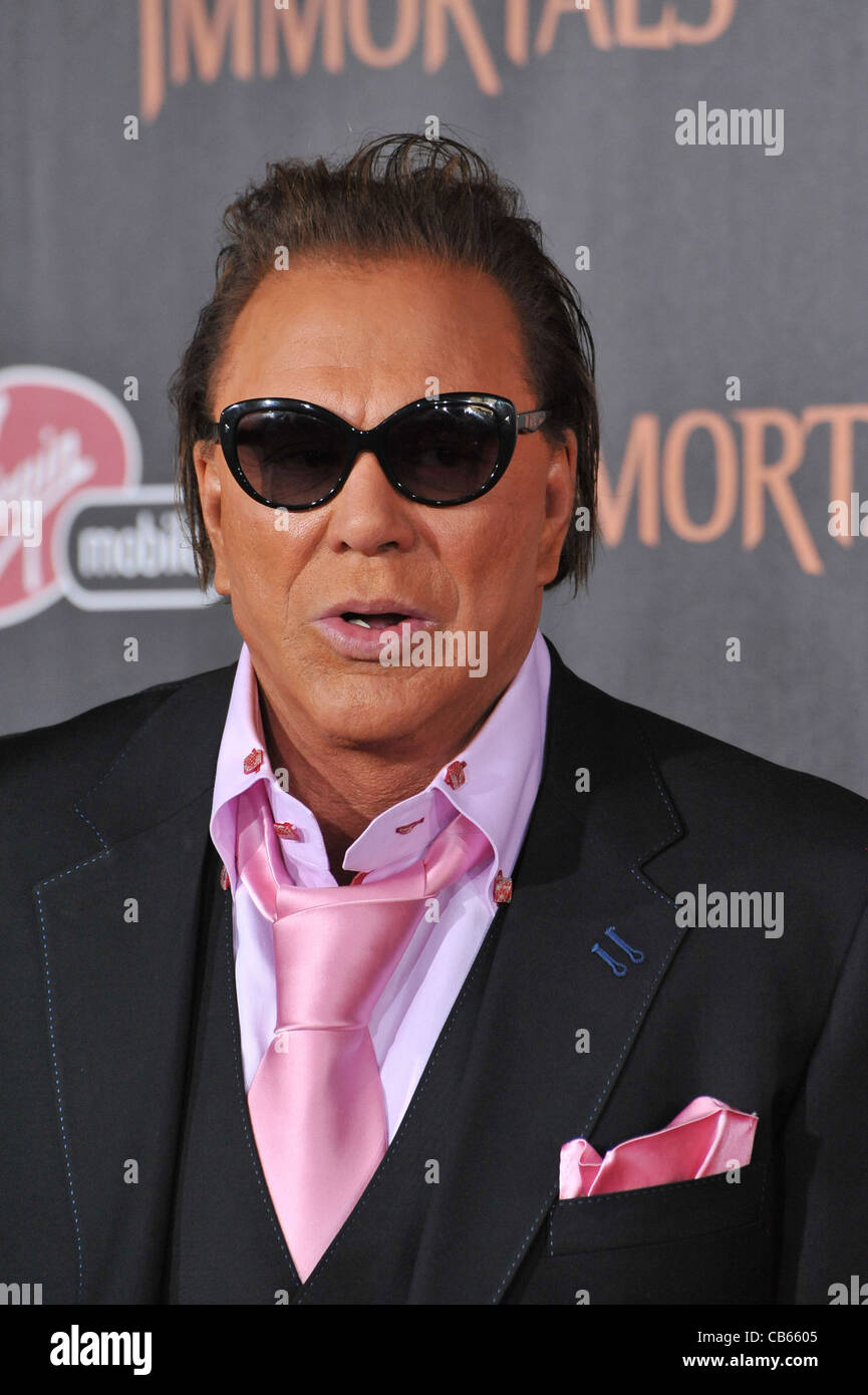 Mickey Rourke at the world premiere of his new movie "Immortals" at the ...