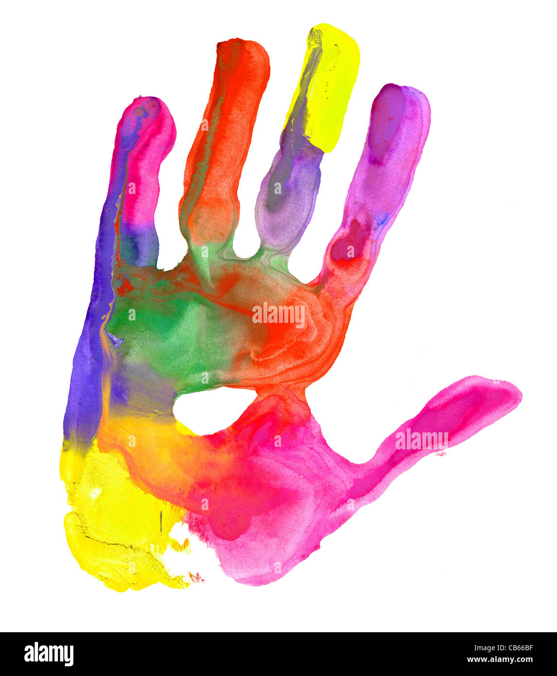 Close up of colored hand print on white background Stock Photo - Alamy