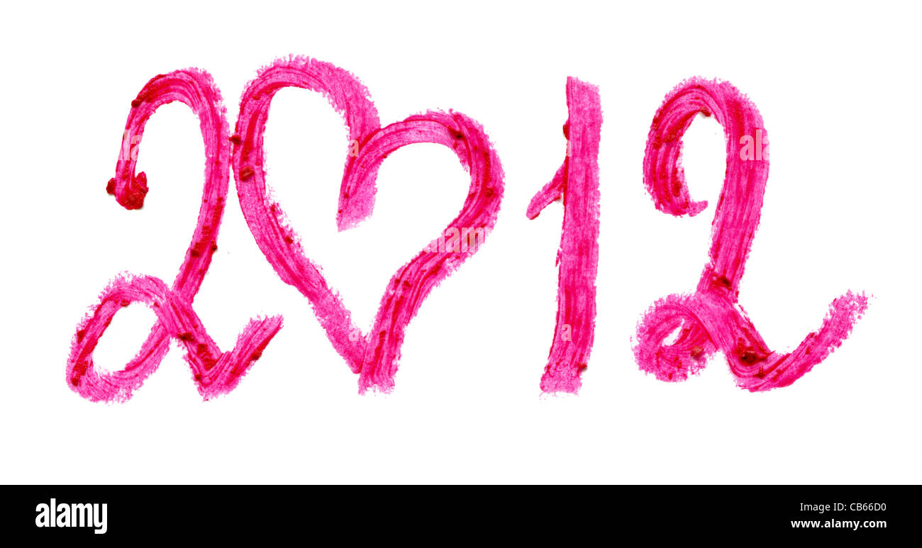 Word 2012 is written with lipstick. Isolated on white background Stock ...