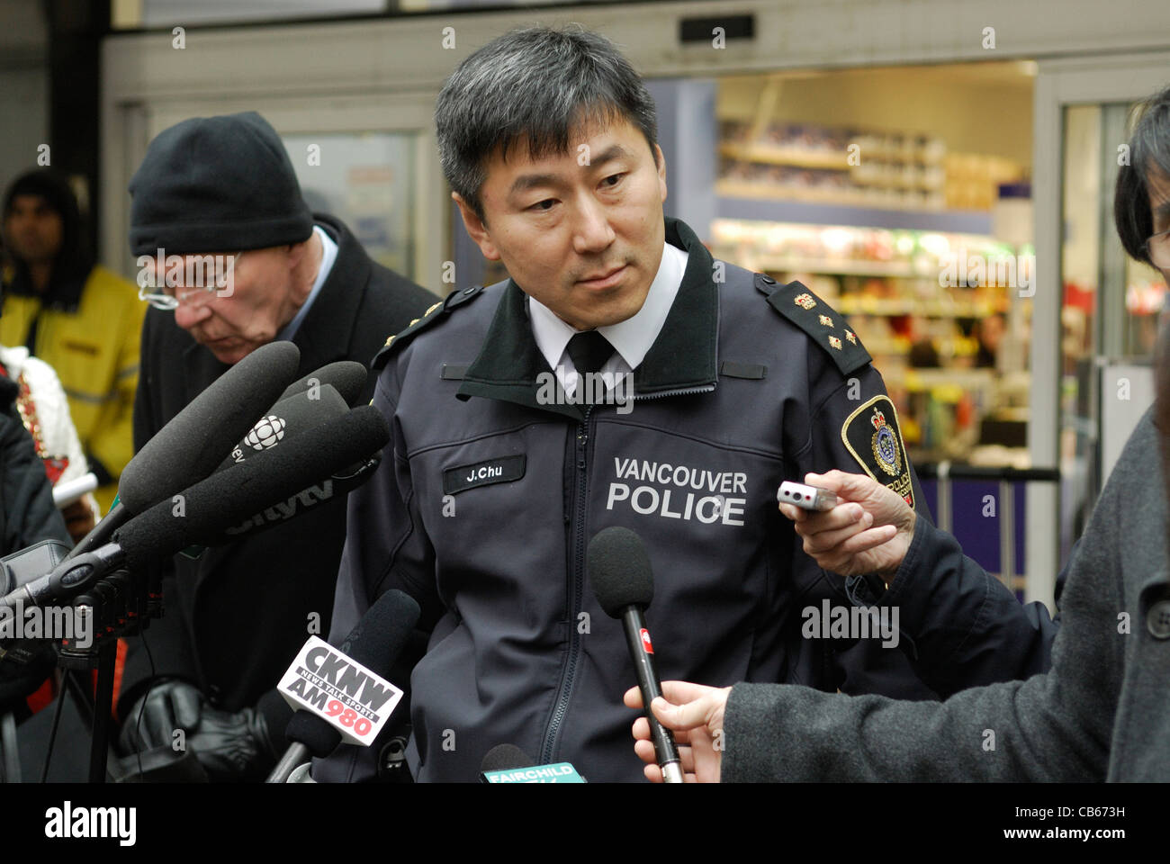Vancouver Police Chief Jim Chu giving a press release Stock Photo - Alamy