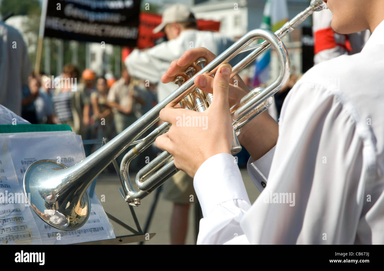hand with tube Stock Photo - Alamy