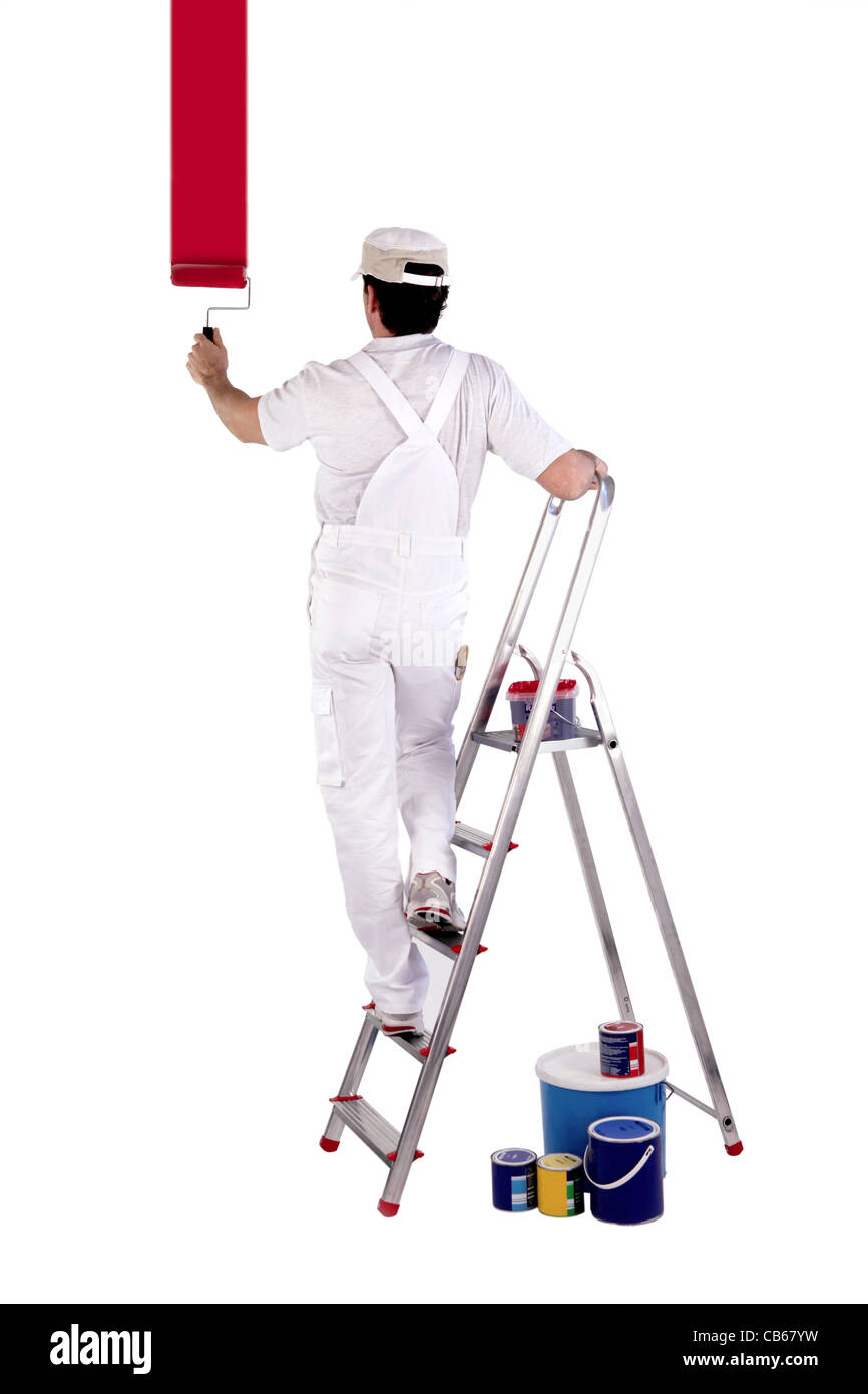 Professional painter on ladder Cut Out Stock Images & Pictures - Alamy