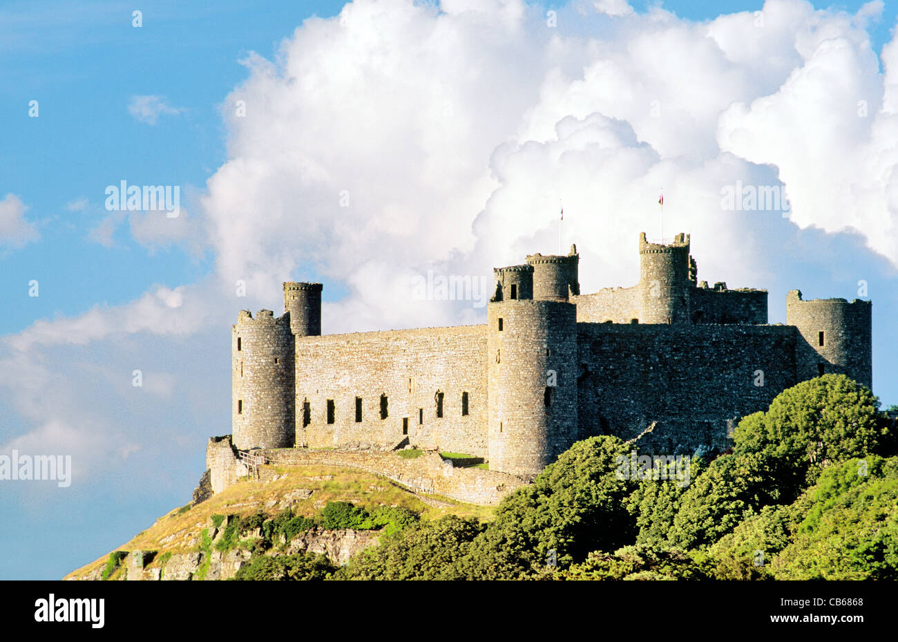 Harlech Castle in Gwynedd on the west coast of Wales, UK. Built by King ...