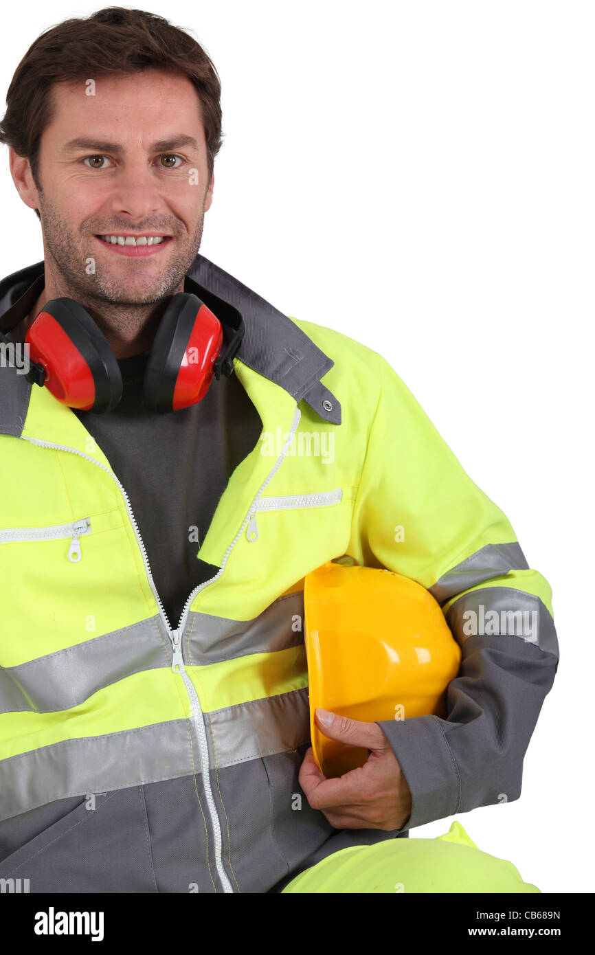 Portrait of builder Stock Photo - Alamy