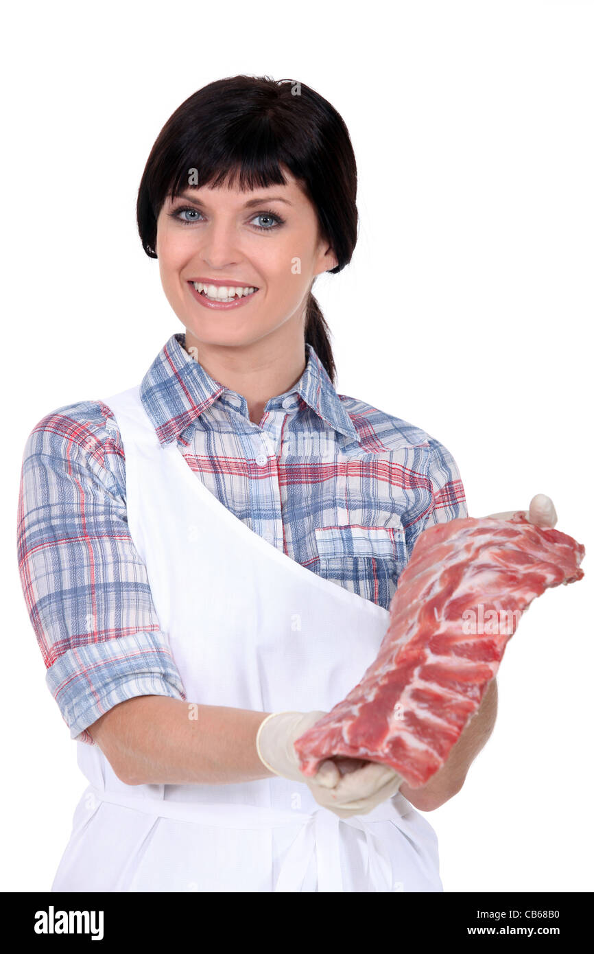 Woman at butchers Cut Out Stock Images & Pictures - Alamy