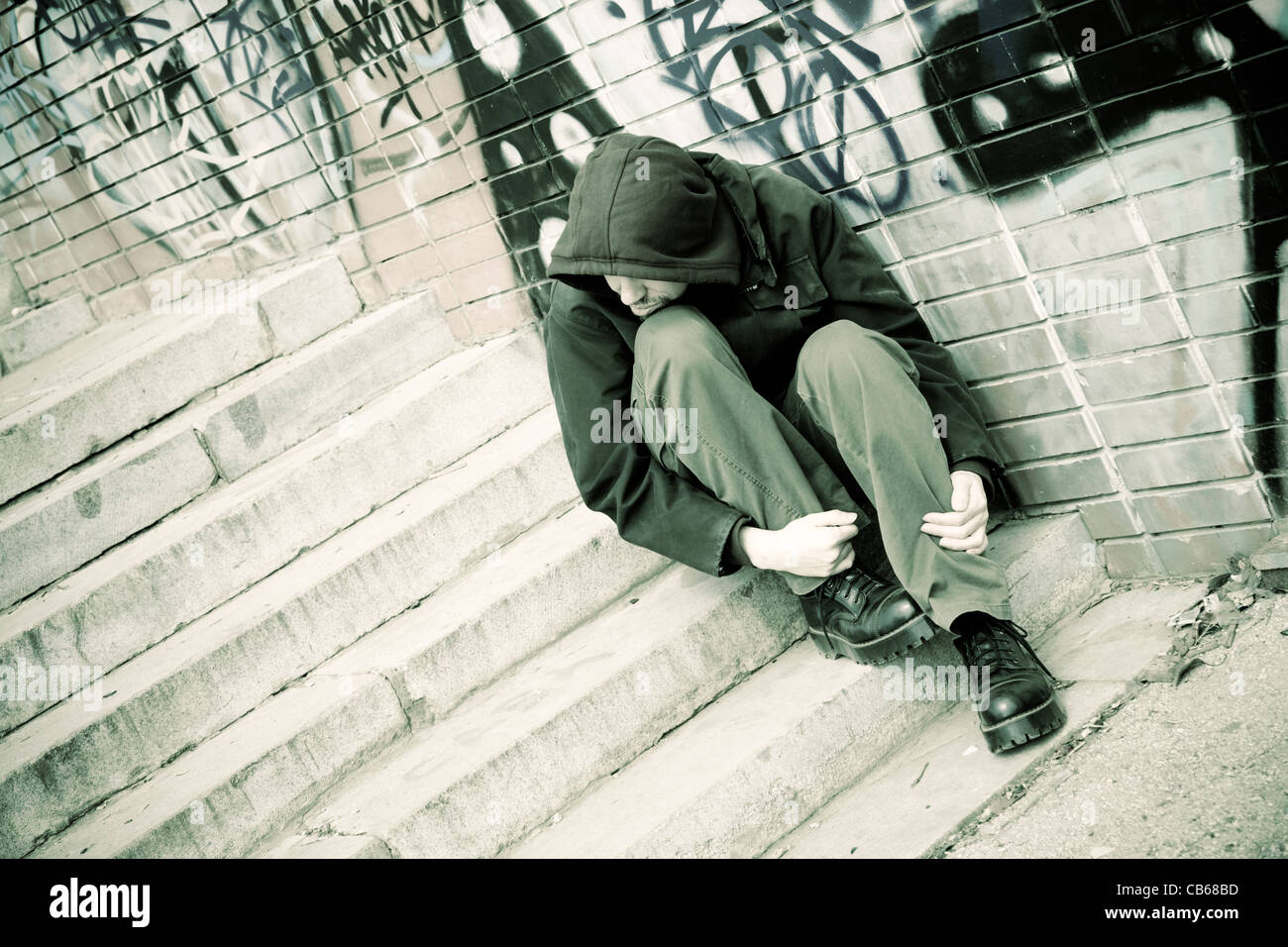 Homeless sit on street man hi-res stock photography and images - Alamy