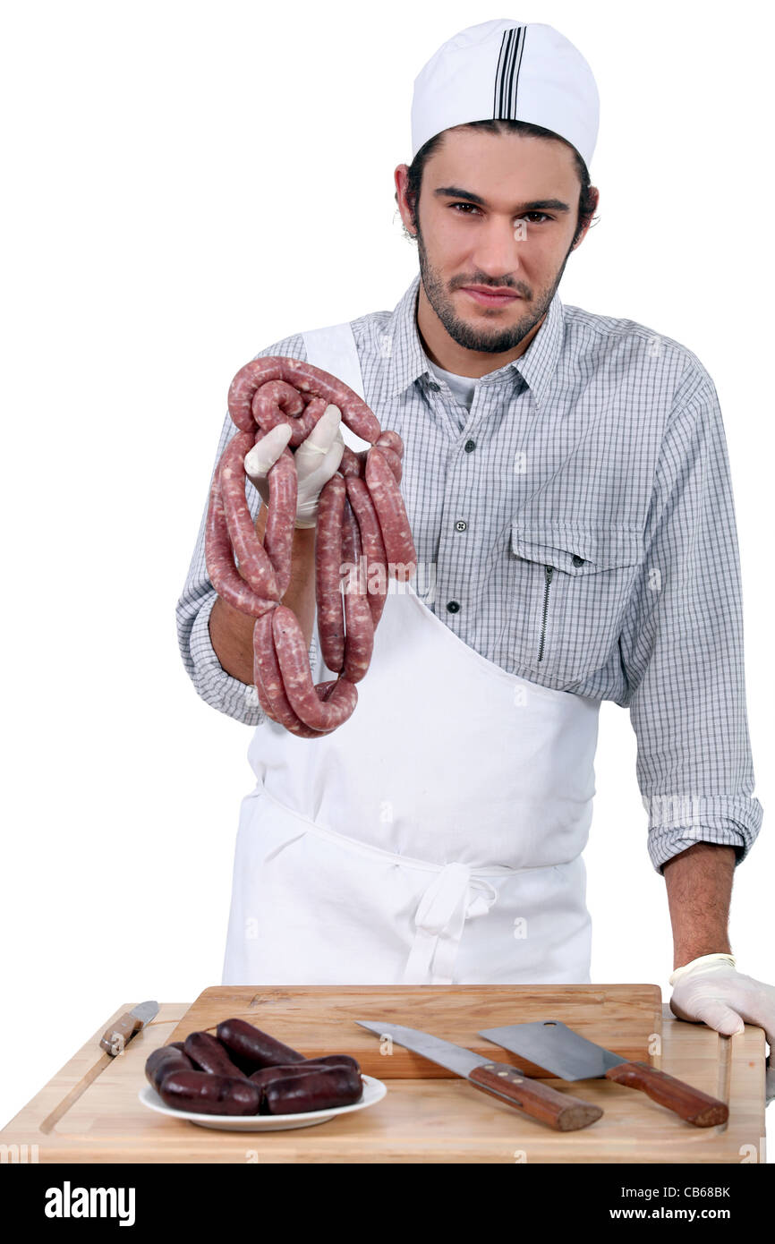 Butcher sausages black pudding hi-res stock photography and images - Alamy