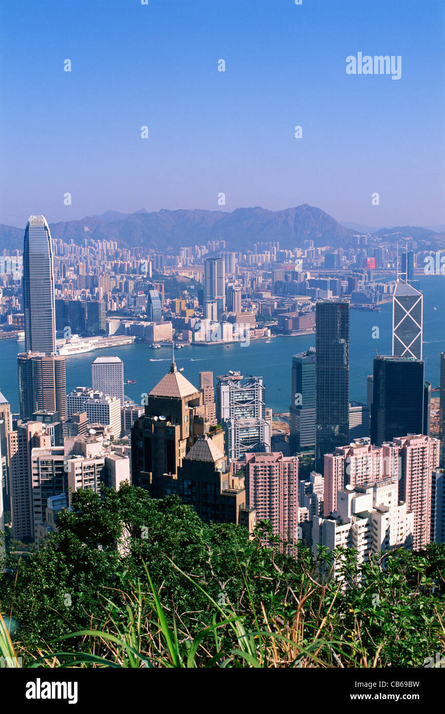 China, Hong Kong, View from Victoria Peak, City Skyline and Victoria ...