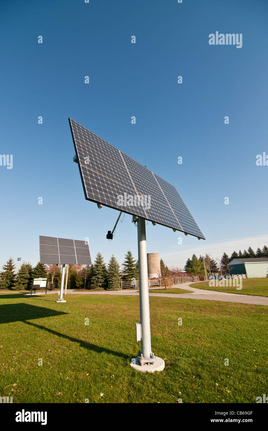 Moveable solar panels stand in a park Stock Photo - Alamy