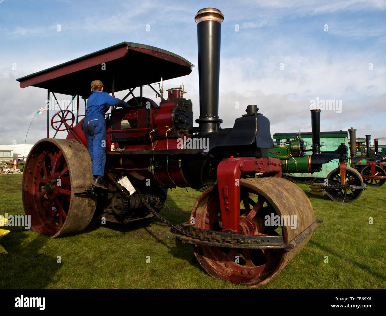 Old steam road roller being prepared for show Stock Photo - Alamy