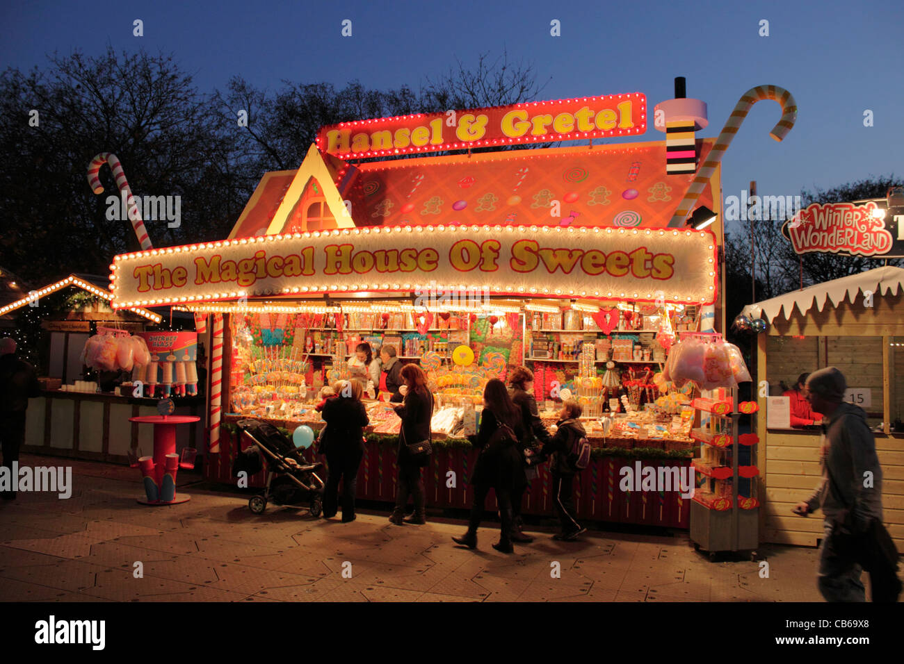 Confectionery stall at Winter Wonderland Hyde Park London Christmas ...