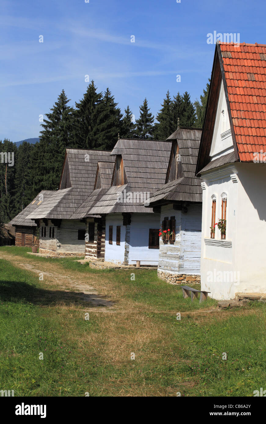 Traditional architecture displayed at the Open air Museum of Slovak ...