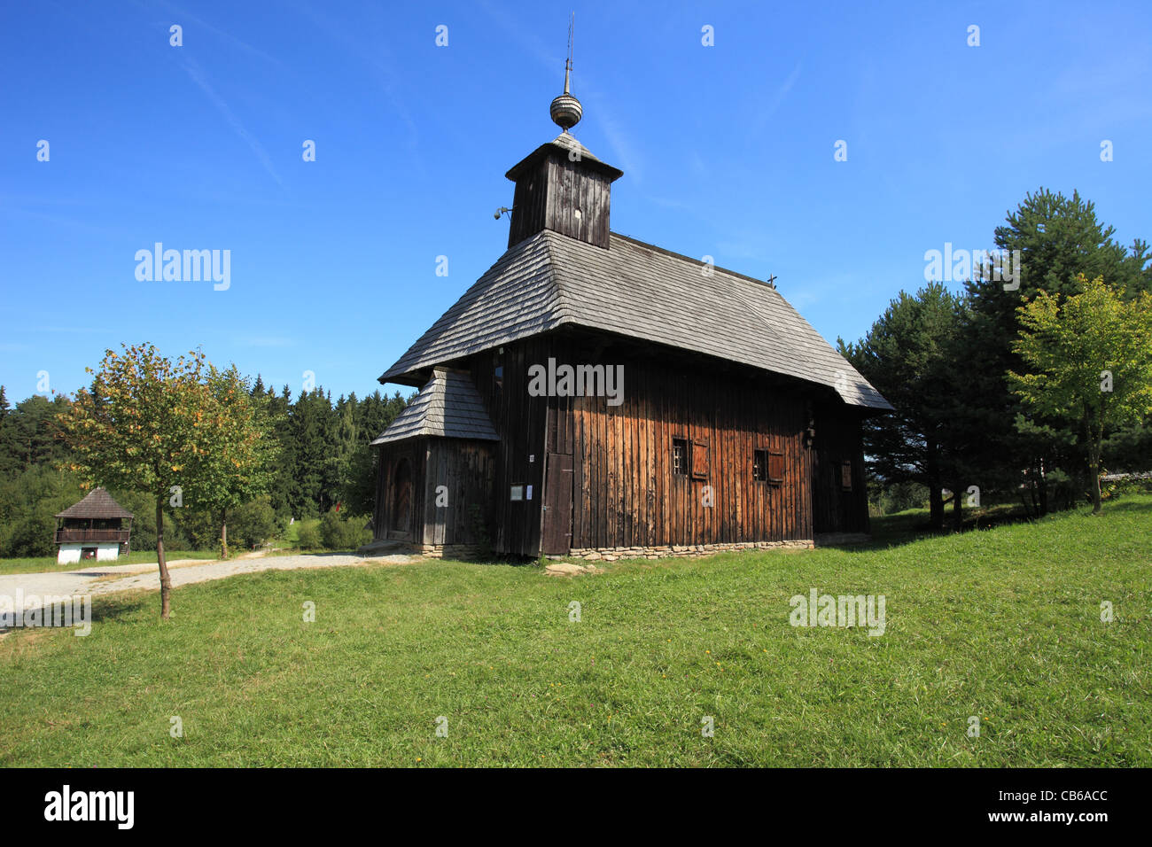The wooden church at the Open air Museum of Slovak Village in Martin ...