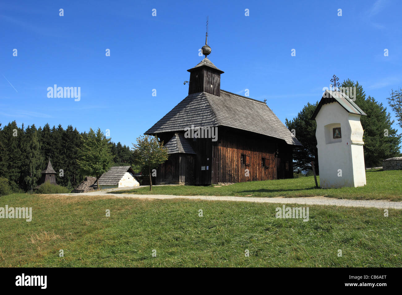 The wooden church at the Open air Museum of Slovak Village in Martin ...