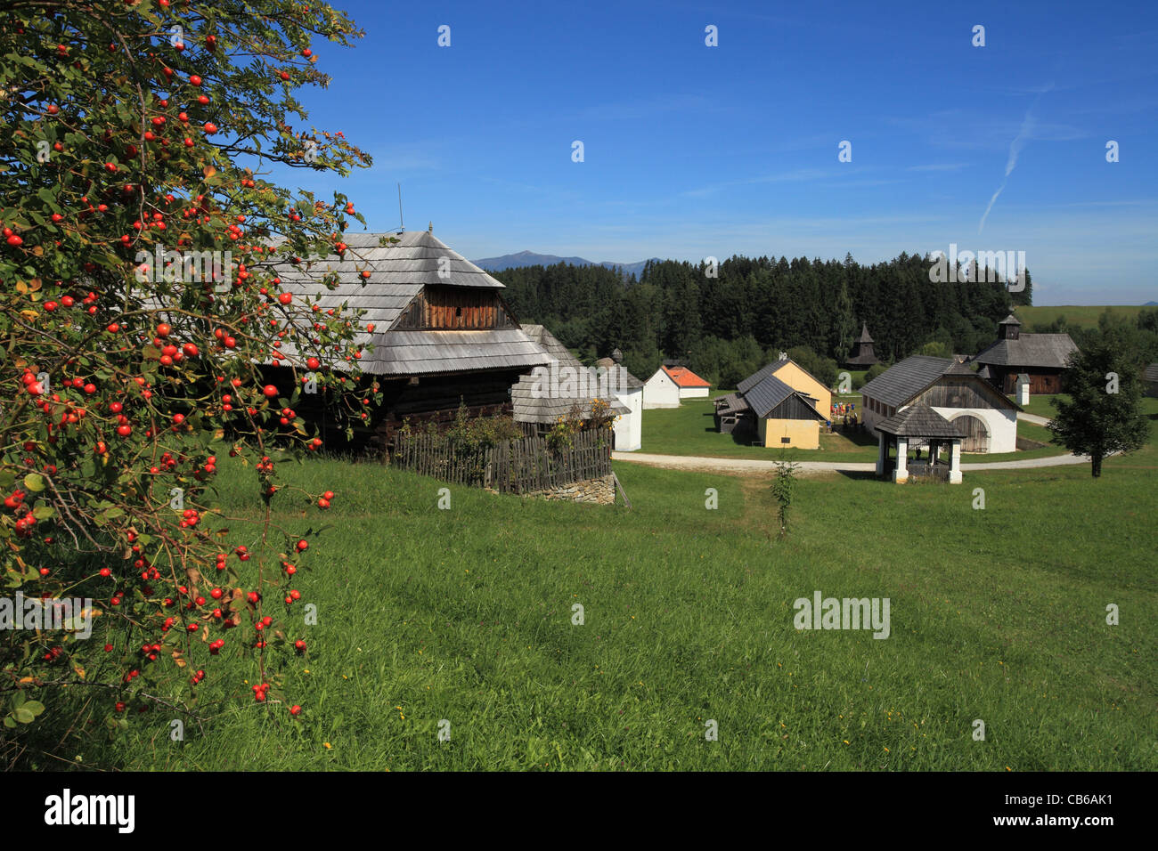 Traditional architecture displayed at the Open air Museum of Slovak ...