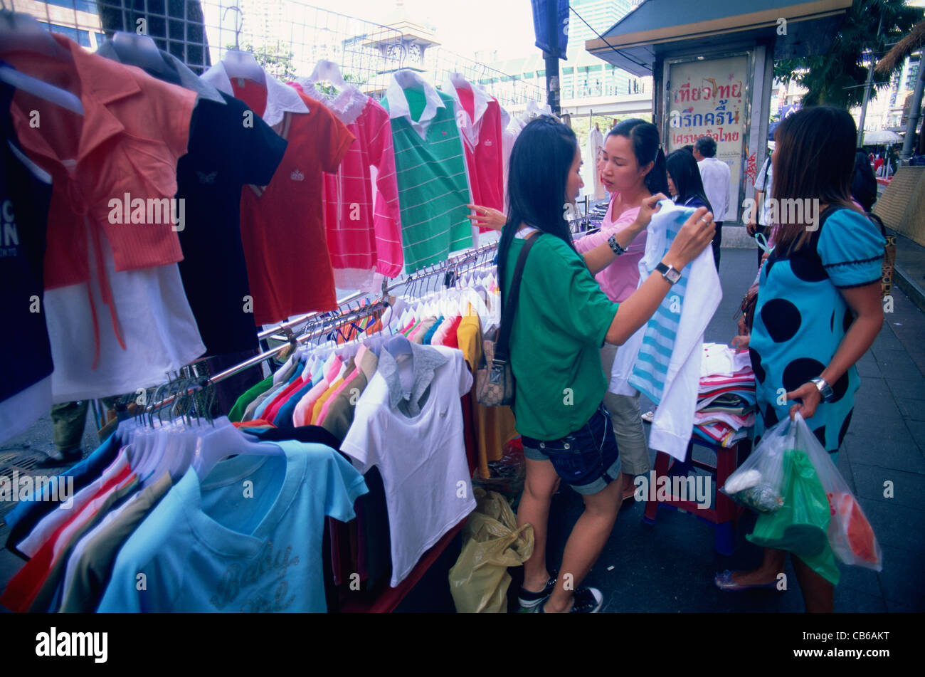 Thailand, Bangkok, Streetside Clothing Stall Stock Photo - Alamy