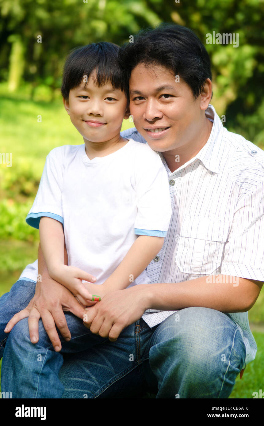 Happy Asian father and son Stock Photo - Alamy