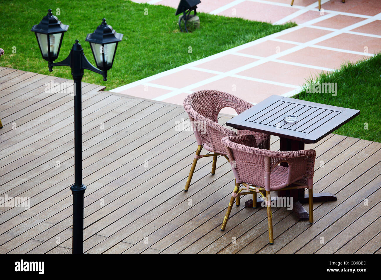 Summer outdoor restaurant table Stock Photo - Alamy