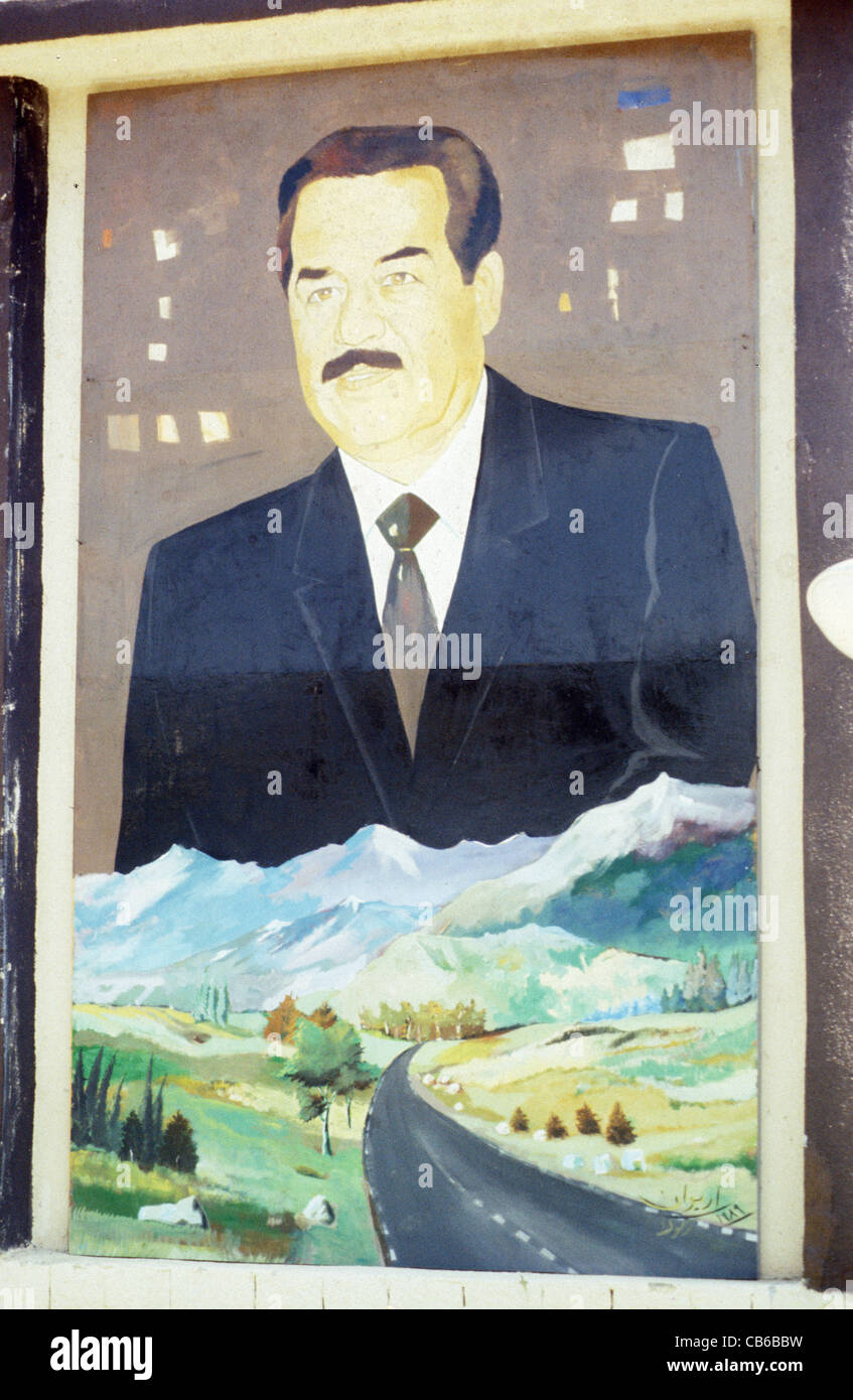 Hand painted roadside portrait of Saddam Hussein in Iraqi Kurdistan ...