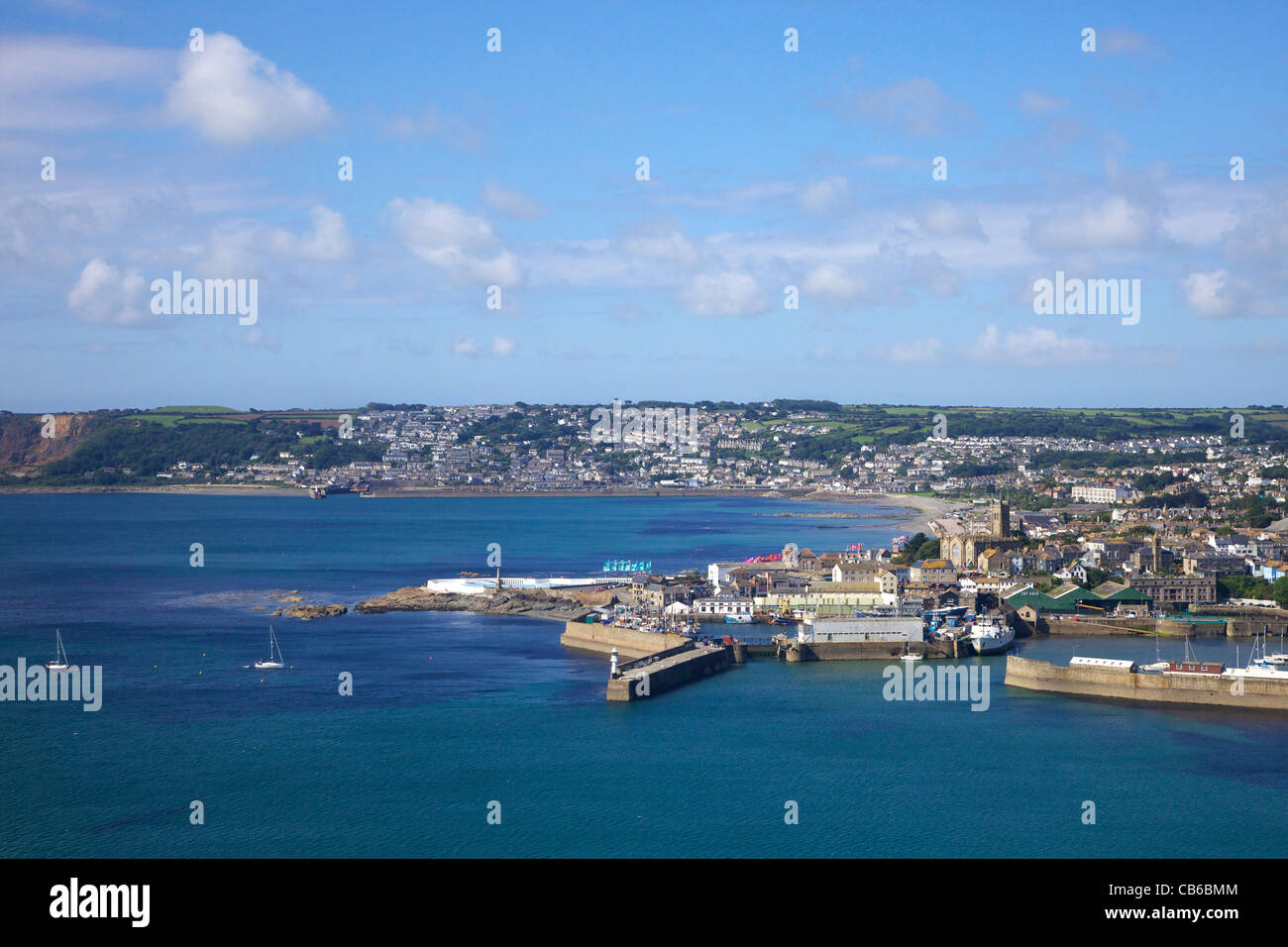 Aerial photo of Penzance harbour, West Penwith, Cornwall,South West ...