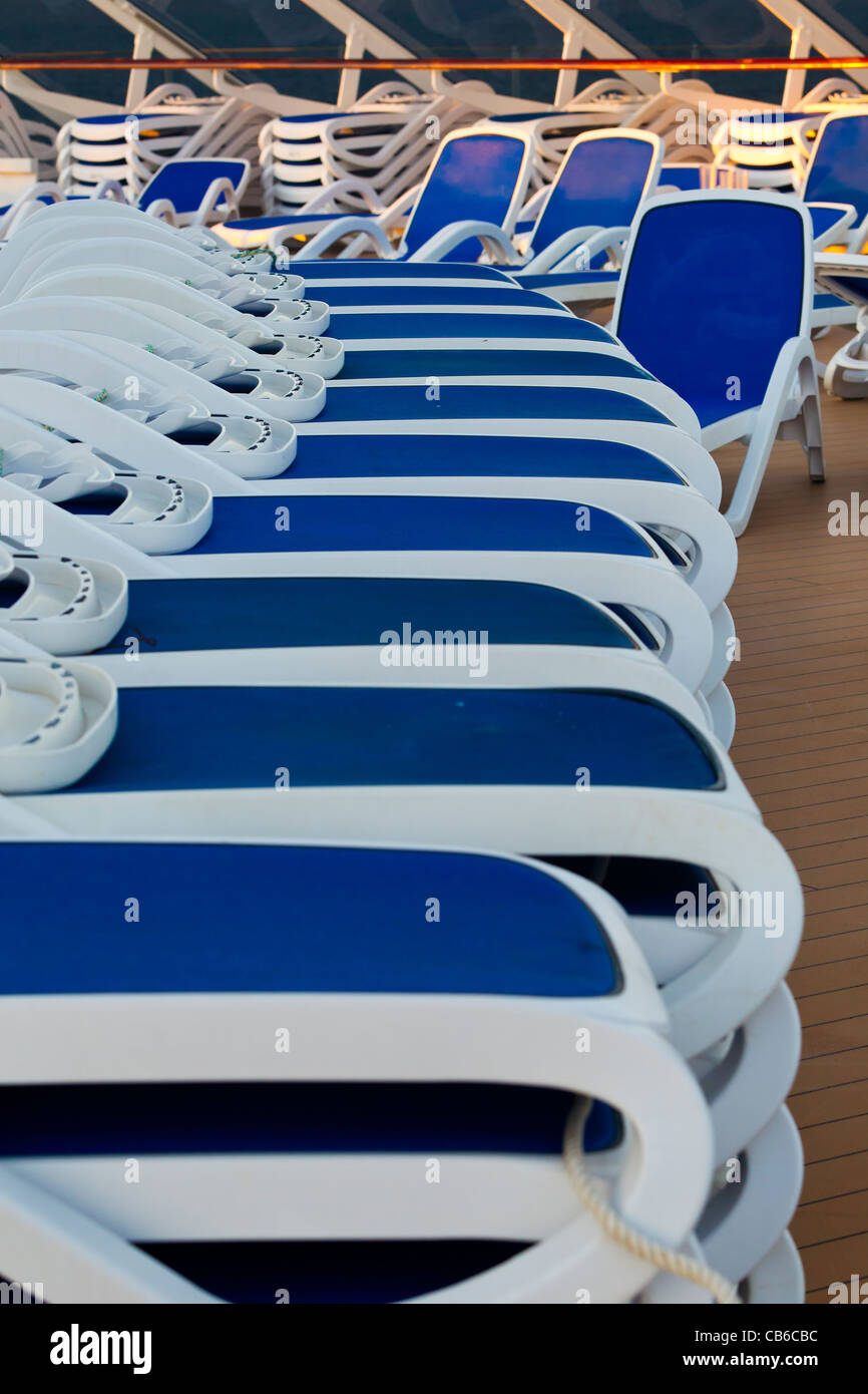 Sun Loungers Stacked Stock Photo - Alamy