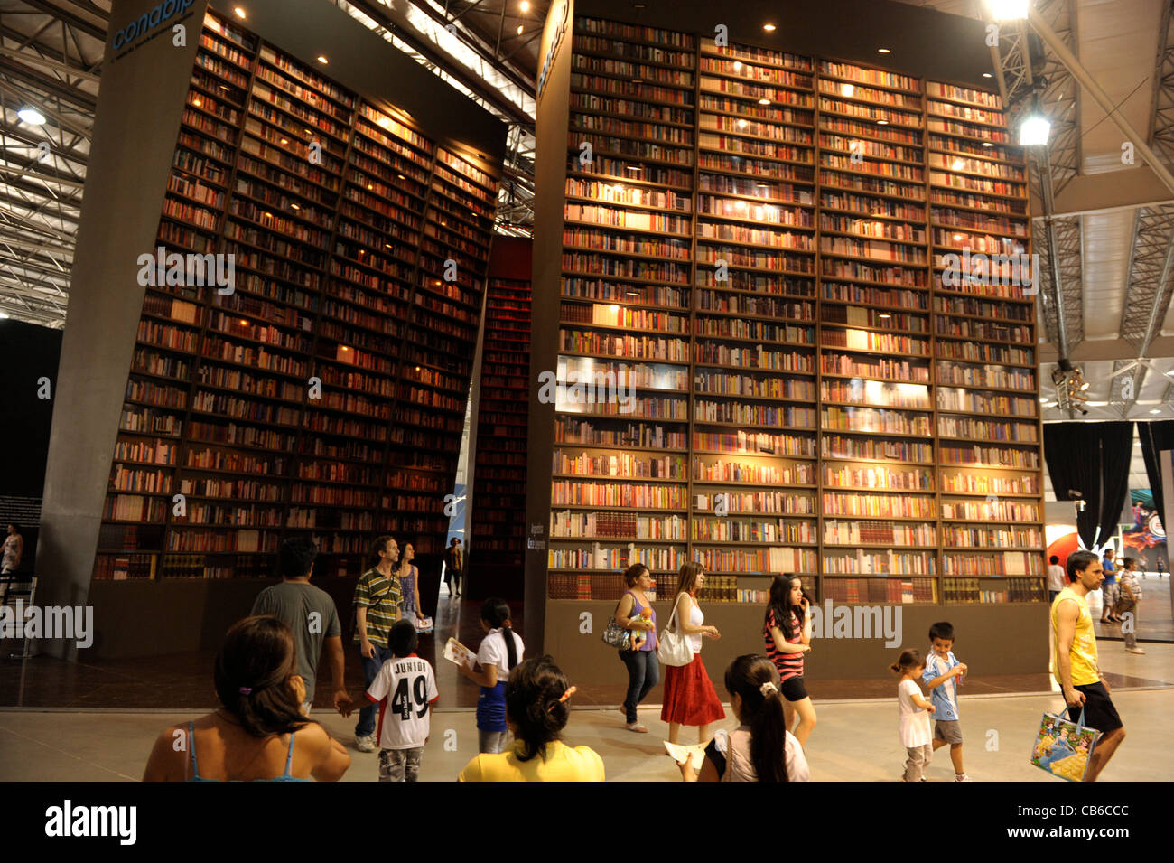Giant bookshelves at closure event at Tecnopolis Science and Technology ...