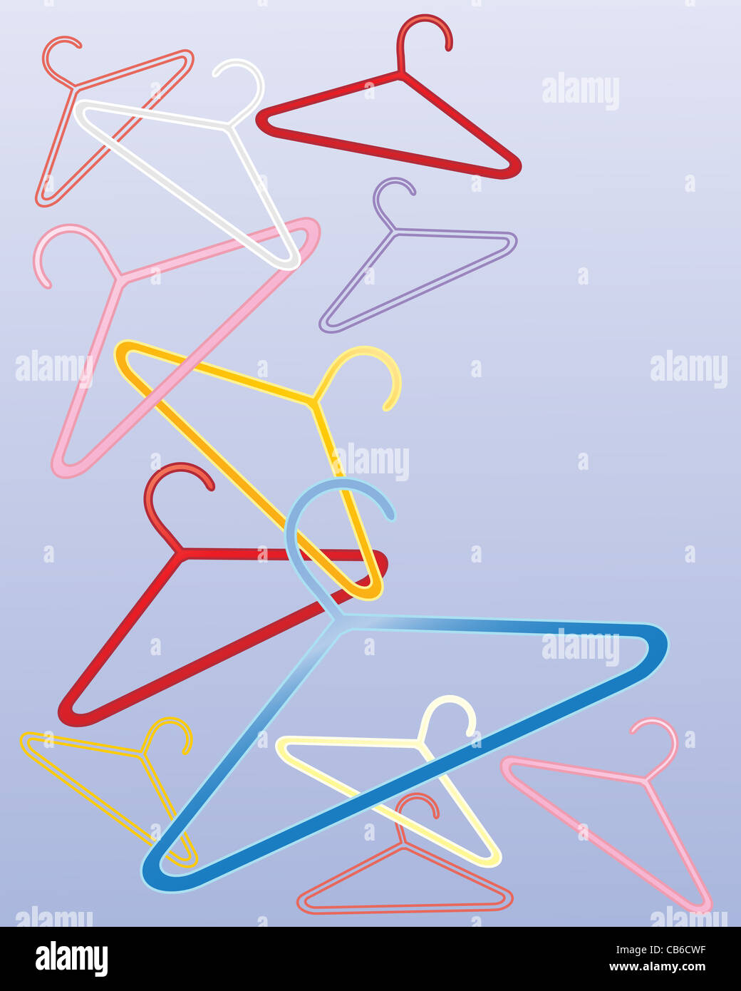 an illustration of colorful coat hangers on a blue background Stock ...