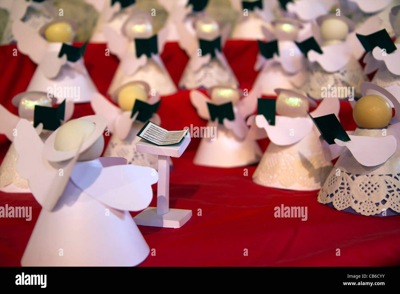 Christmas decorations angels nativity scene inside a church Bakewell ...