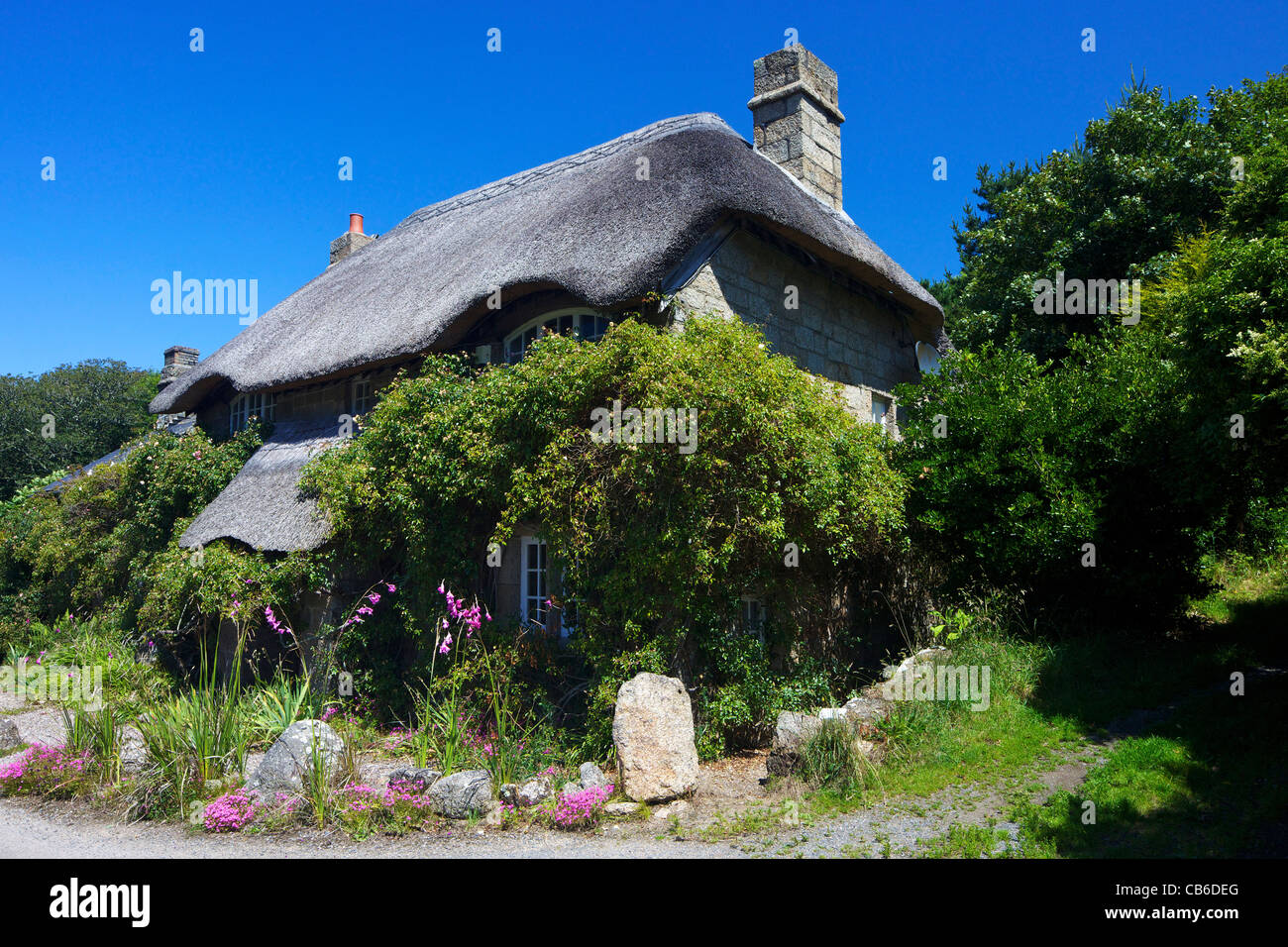 Thatched cottage, Penberth, Lands End Peninsula, West Penwith, Cornwall ...