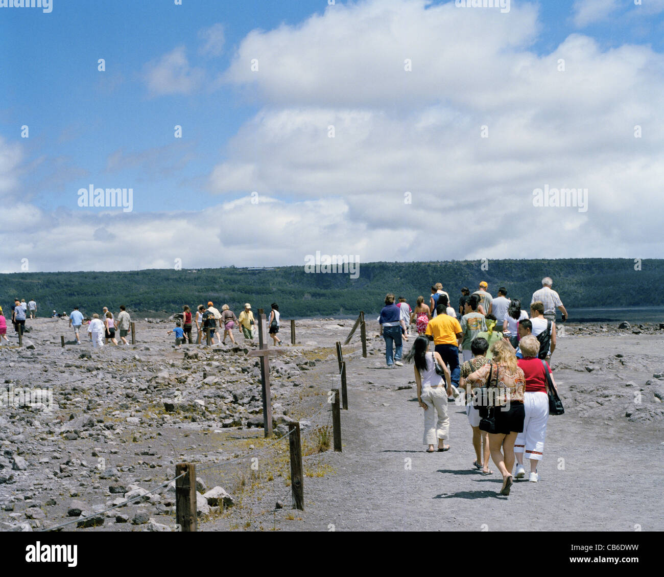 Visitors in Kilauea summit caldera Big Island Hawaii Stock Photo - Alamy