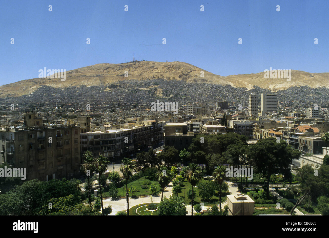 Damascus old city centre, 1996. Kassioun mountain. Old Damascus. Syria ...