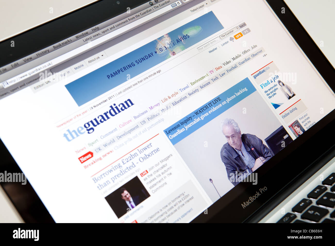 The Guardian Newspaper Online Website Screen shot of web page Stock ...