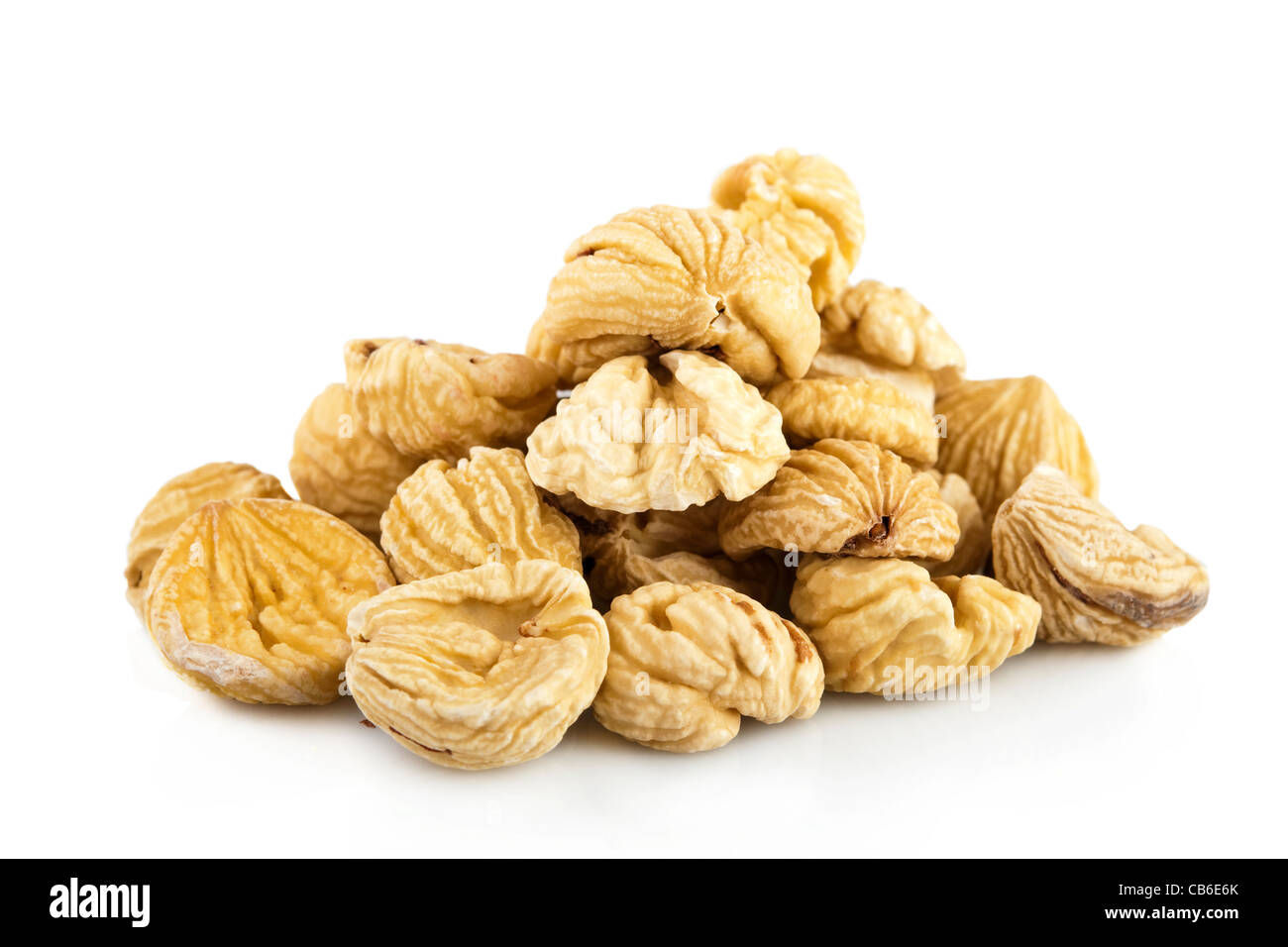Dried chestnuts on white background Stock Photo - Alamy