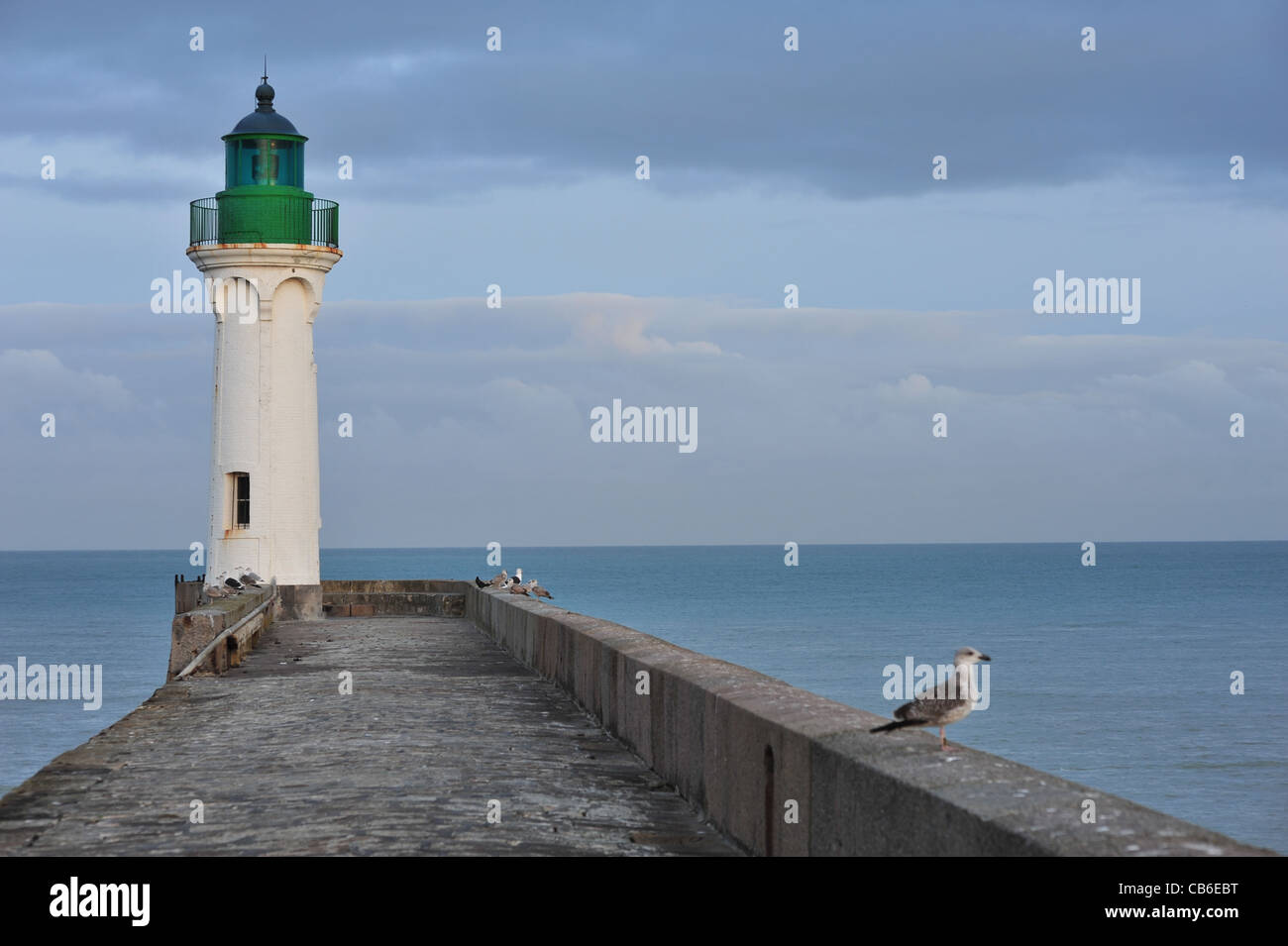 Normandy, Saint Valery en Caux town, lighthouse on seaside Stock Photo ...