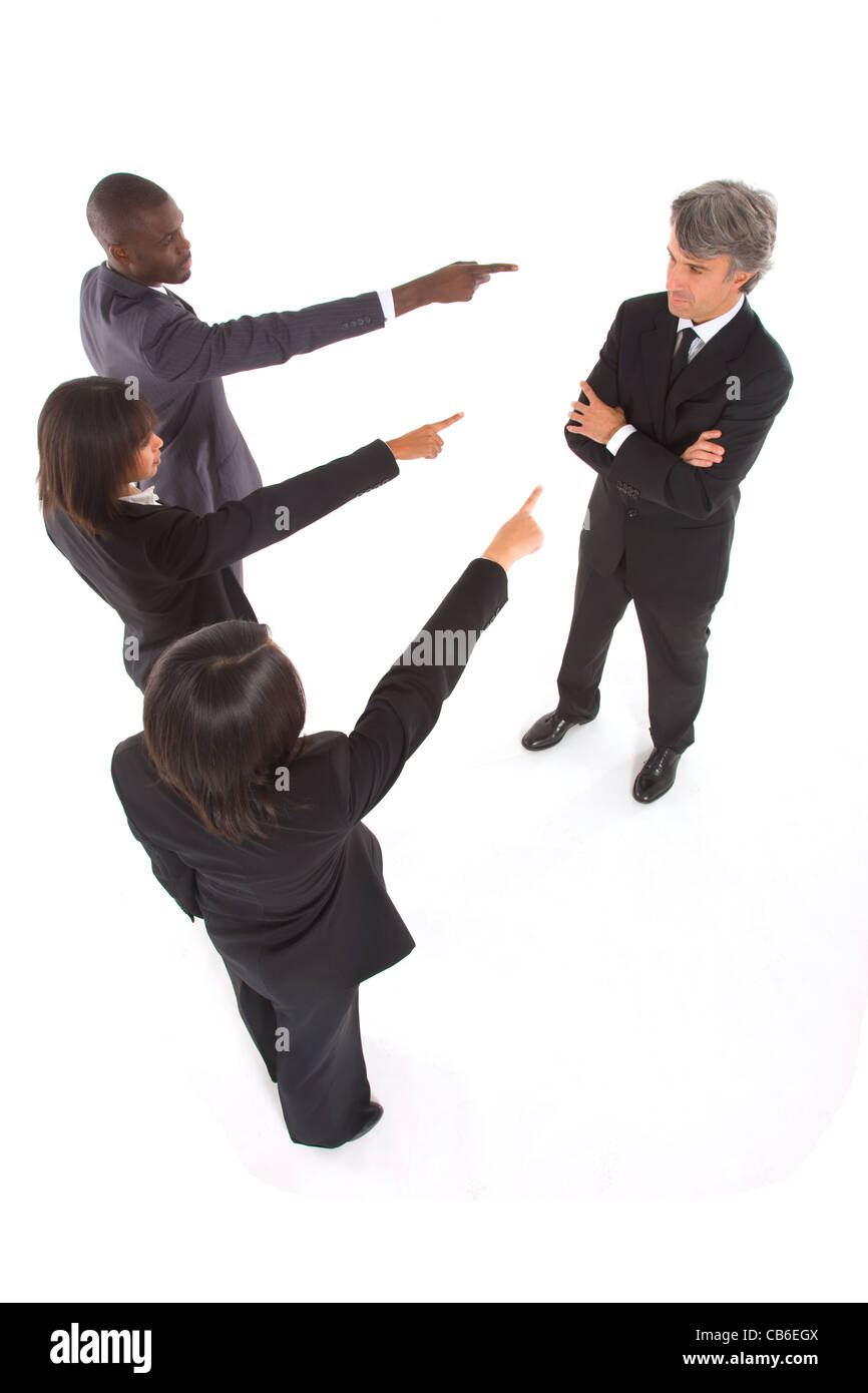 working team point the finger at a colleague Stock Photo - Alamy