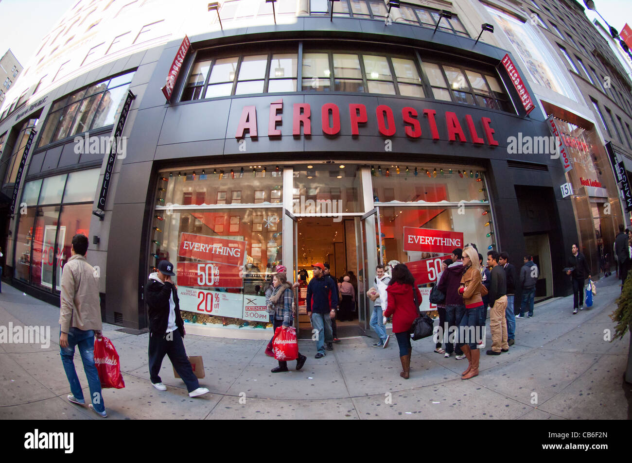 Shoppers outside the Aeropostale store in the Herald Square shopping ...
