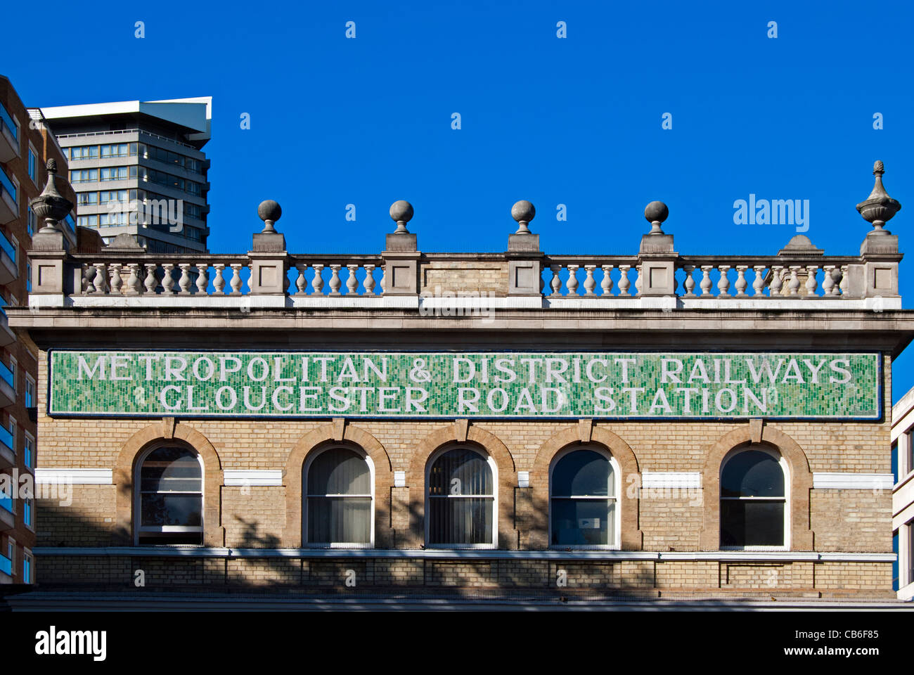 Gloucester Road Tube Station showing original station sign Stock Photo ...