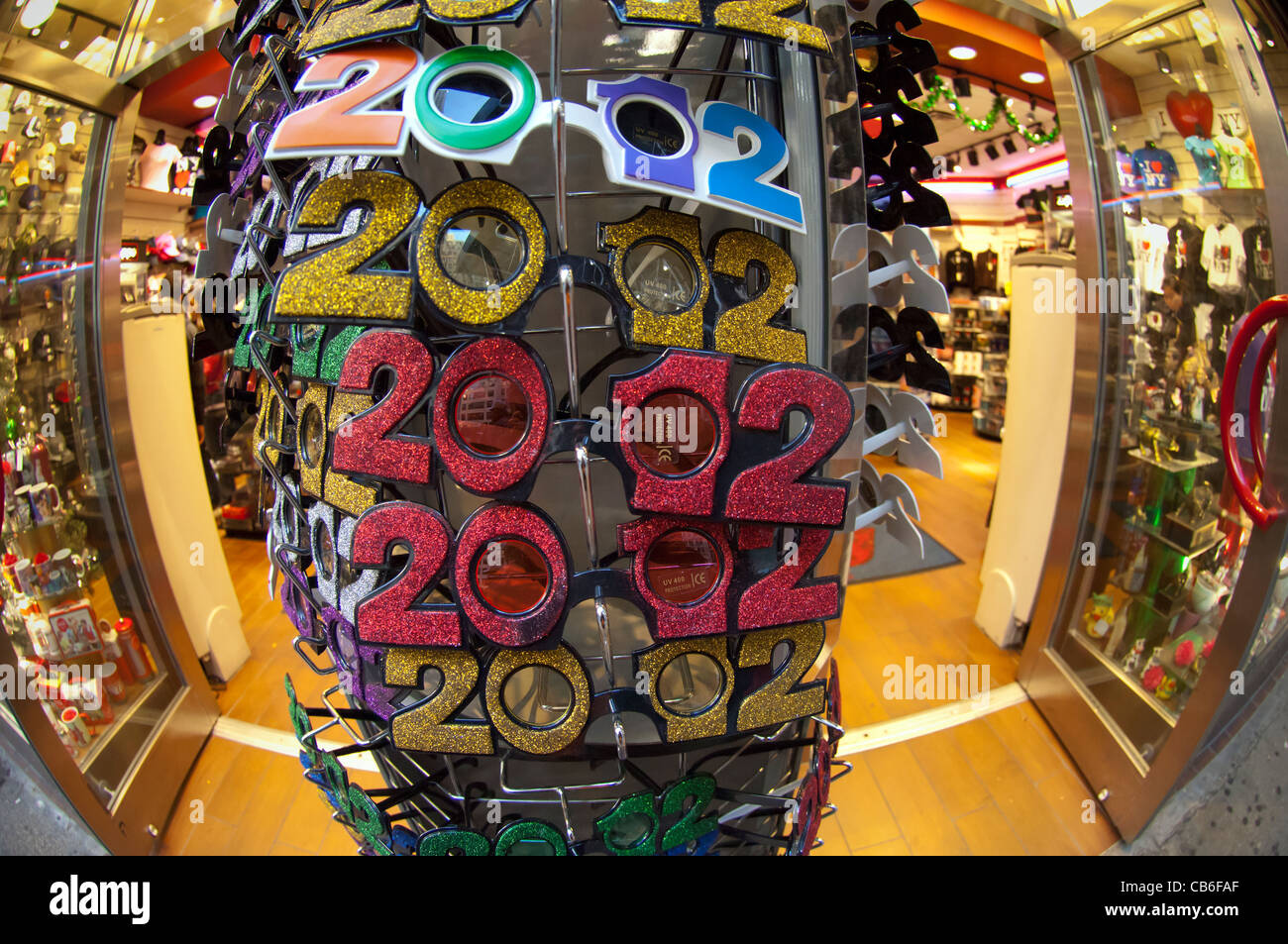 A souvenir store in midtown in New York sells 2012 glasses to celebrate ...