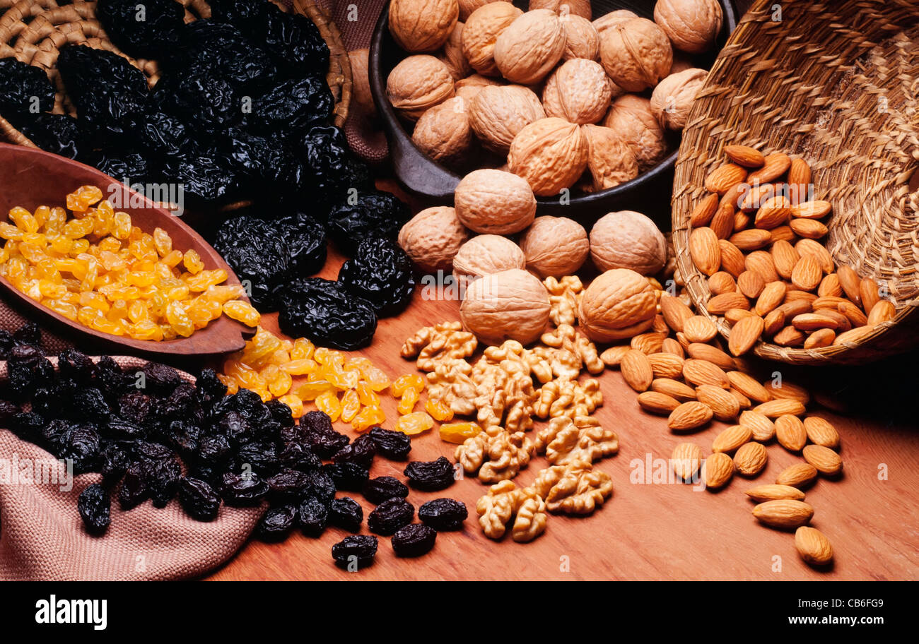 tasty and healthy dried fruit on table Stock Photo - Alamy
