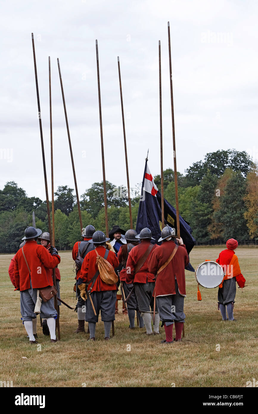 English Civil War Pikemen with Drummer in steel helmets - recreation ...