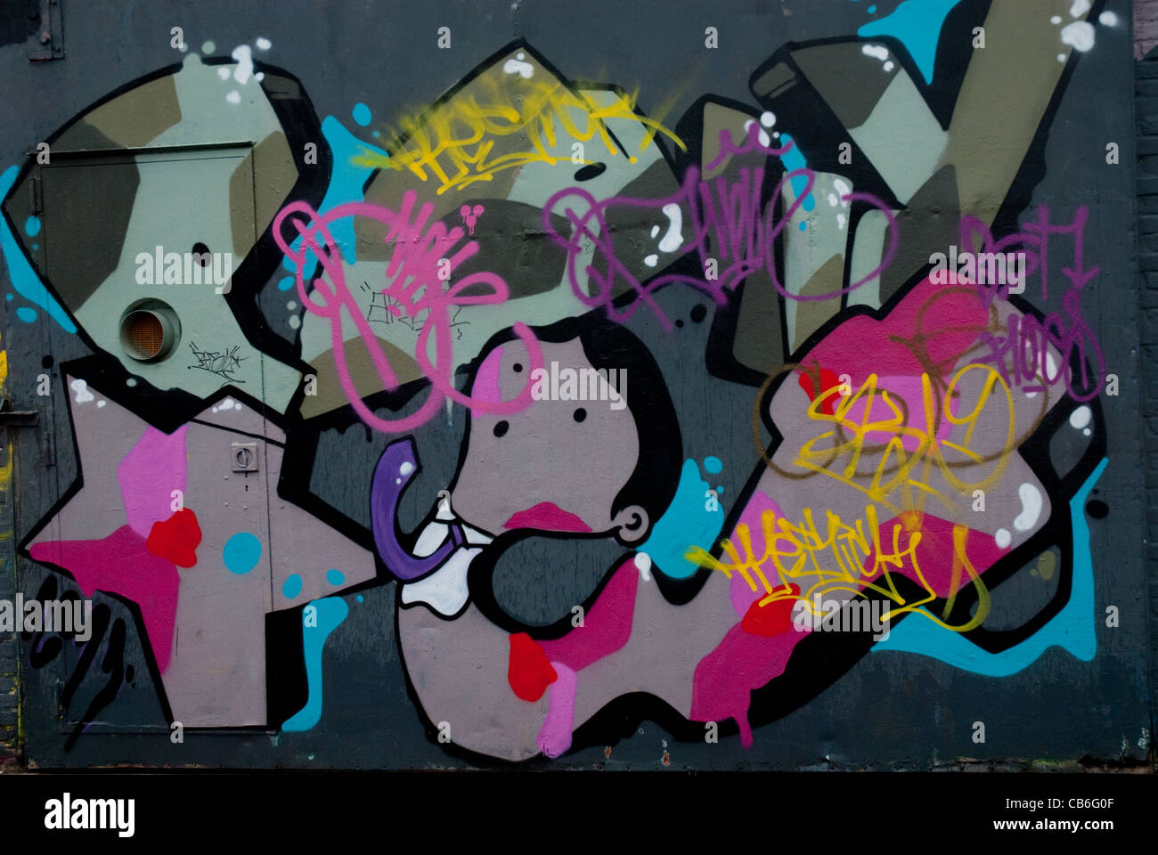 Street art or graffiti on a building wall of an Egyptian lady with a ...