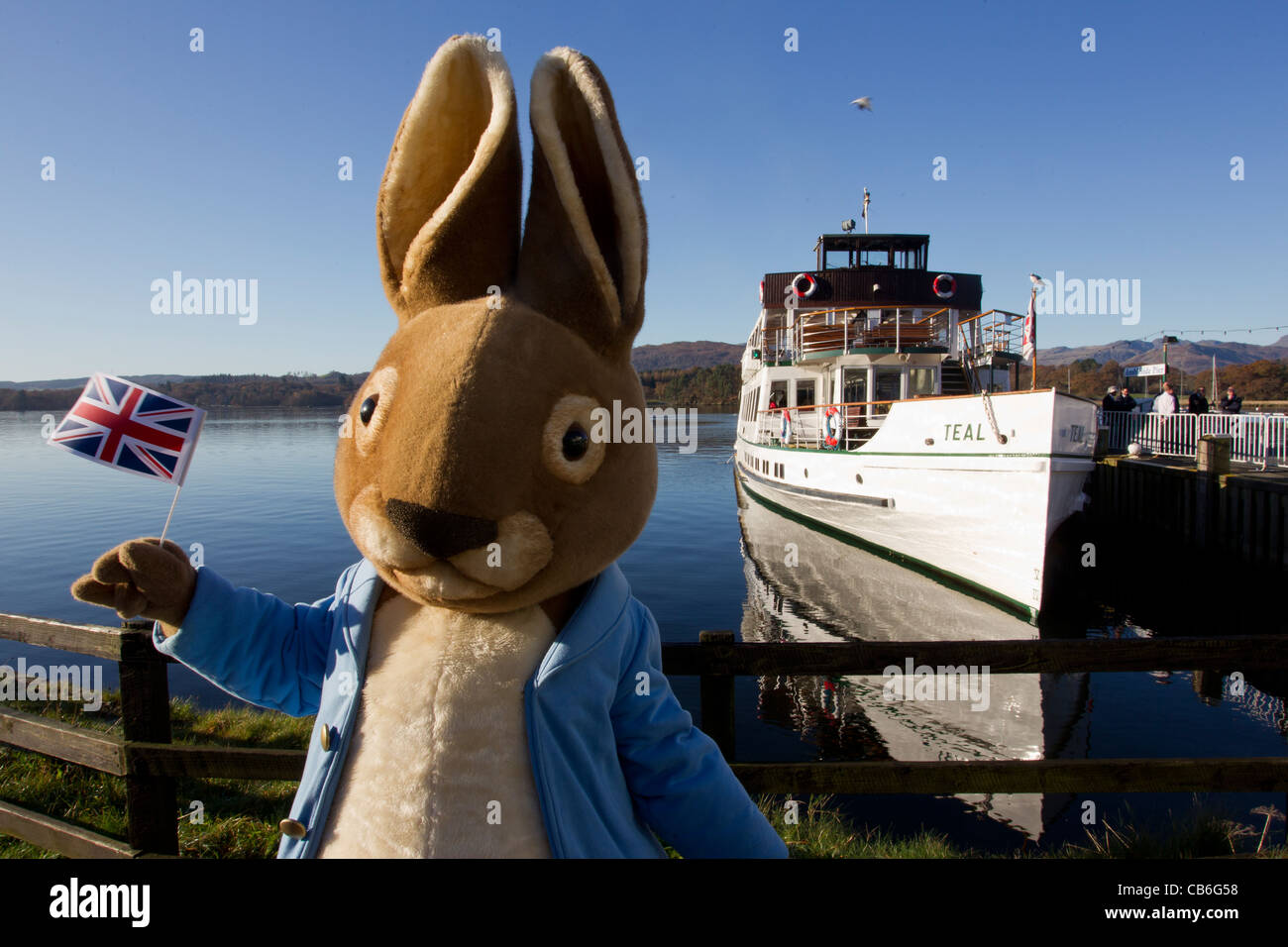 Peter Rabbit from the Beatrix Potter books waving a Union Jack flag ...