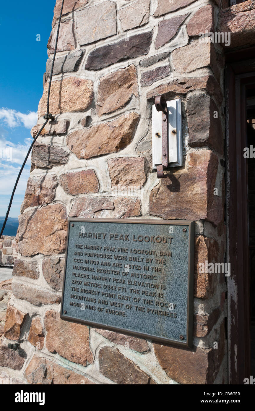 Plaque, Harney Peak Fire Lookout, Harney Peak Trail, Custer State Park ...